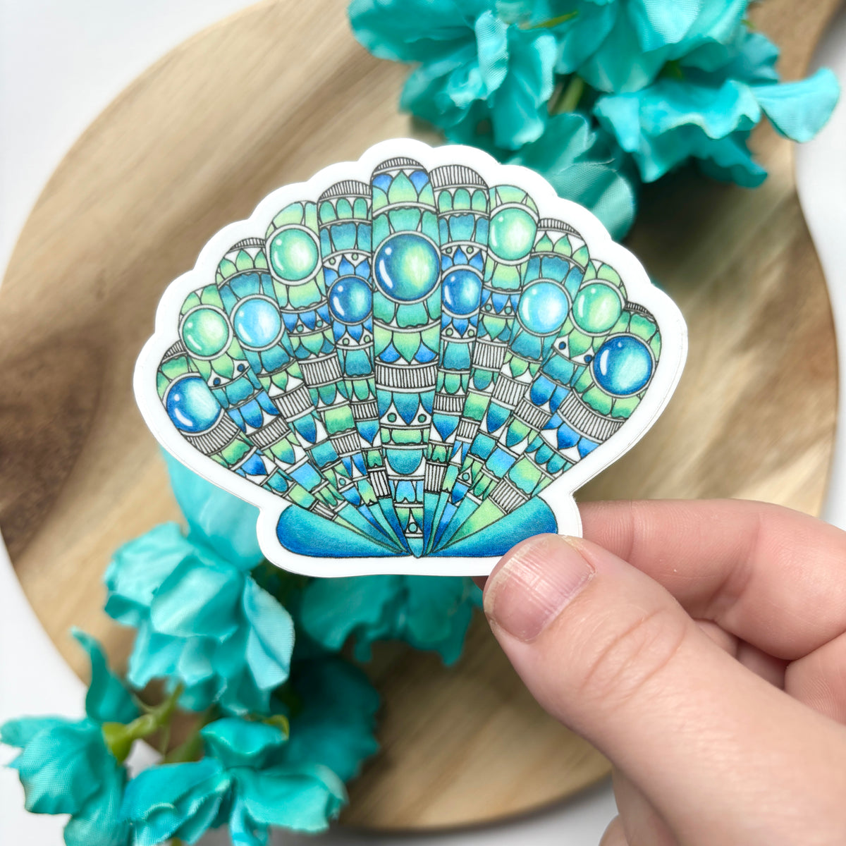Mandala Seashell Sticker – Art by EAC